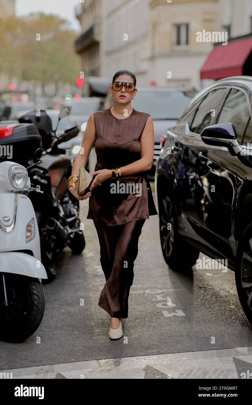 Street style, arriving at Alessandra Rich Spring Summer 2024 show, held ...