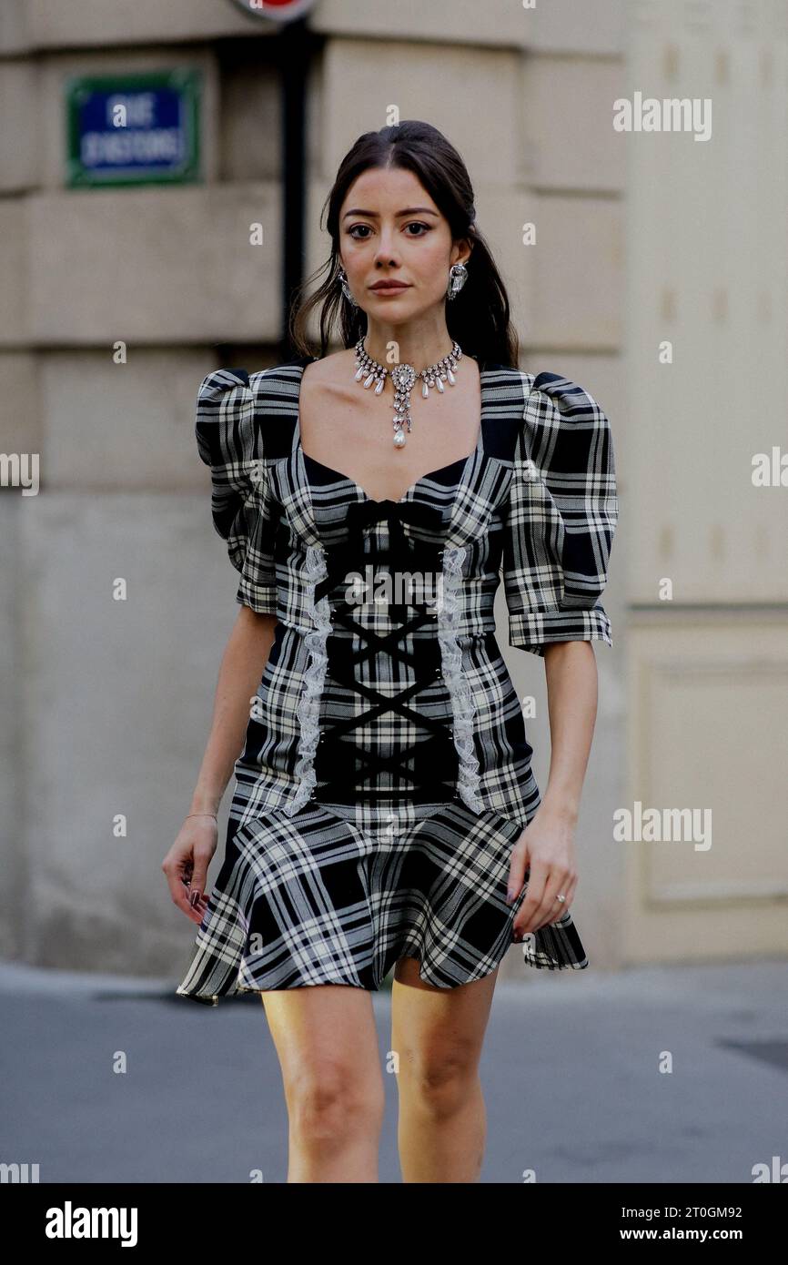 Street style, arriving at Alessandra Rich Spring Summer 2024 show, held ...