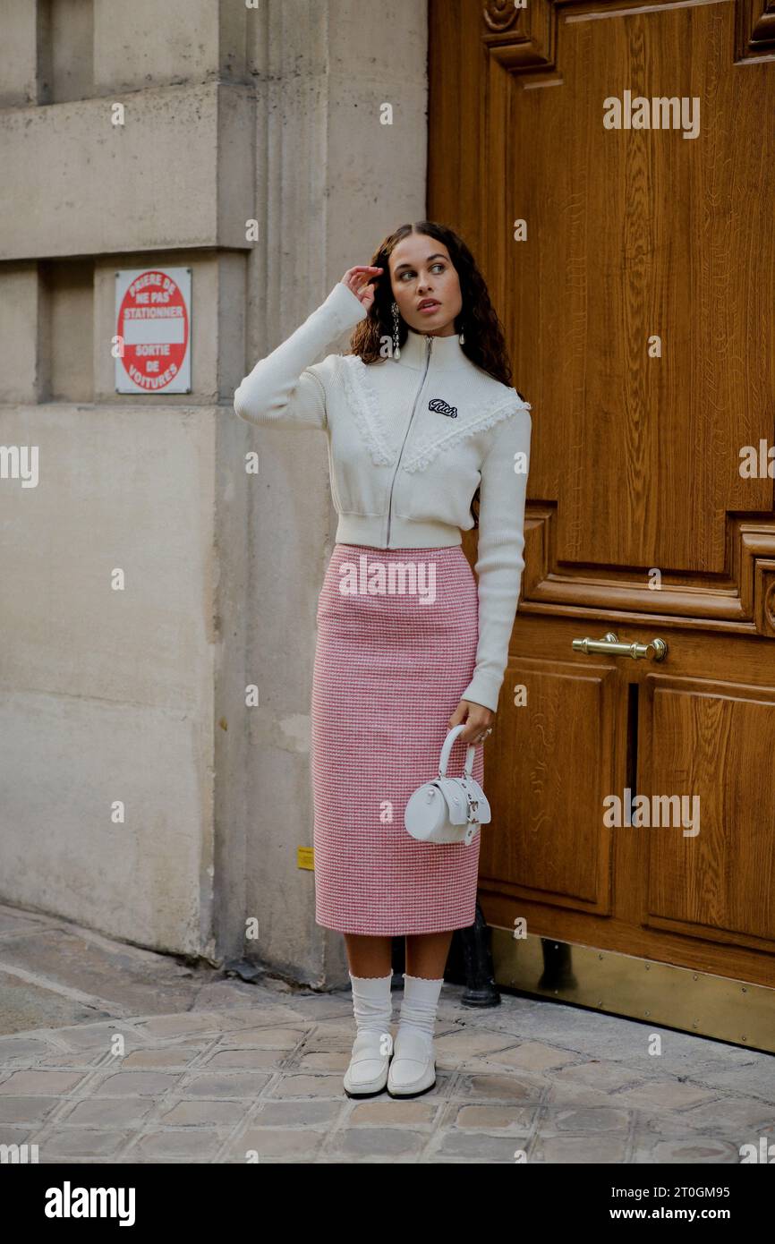 Street style, Sarah Lysander arriving at Alessandra Rich Spring Summer ...