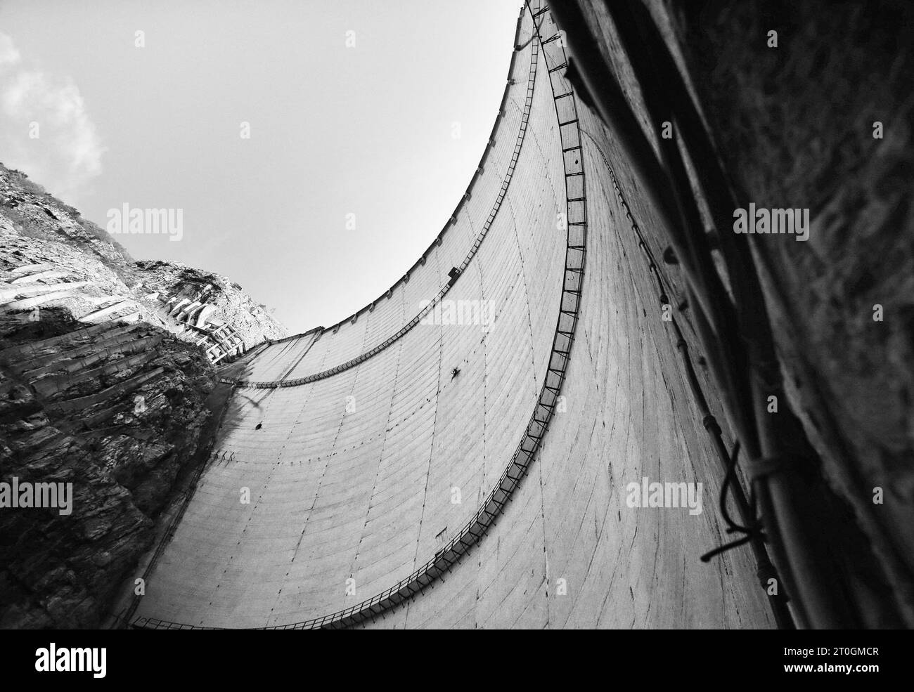 Interior and exterior of the Vajont dam, site of the disaster that ...