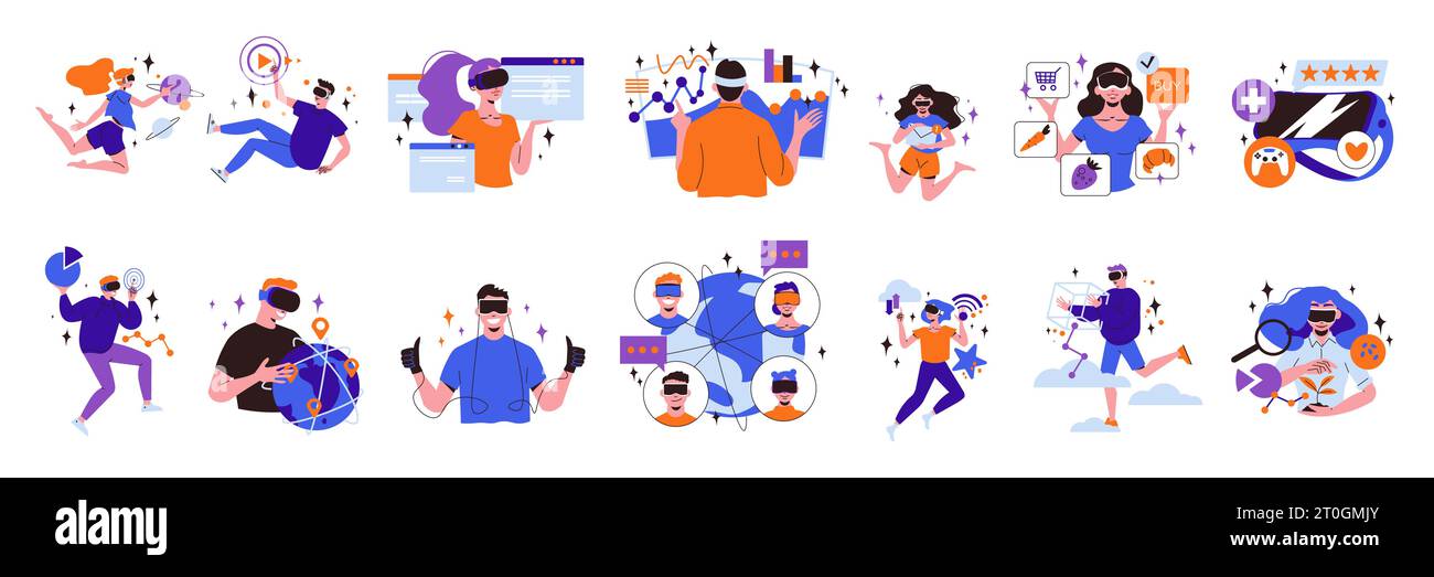 Woman using vr headset Stock Vector Images - Alamy