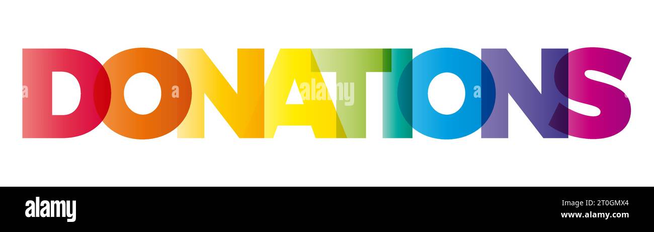 The word Donations. Vector banner with the text colored rainbow Stock ...