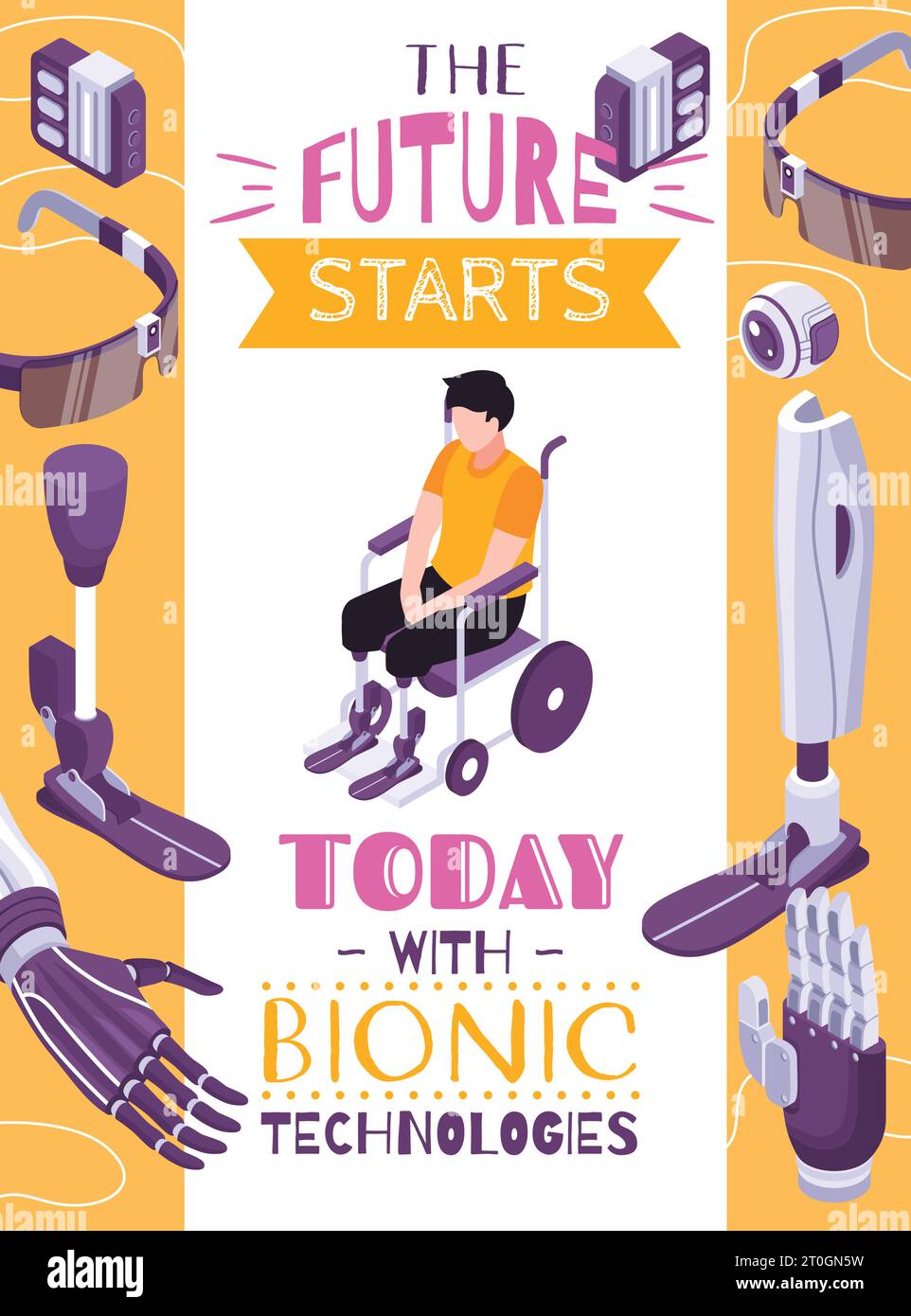 Bionic prosthesis concept isometric composition poster with robotic ...