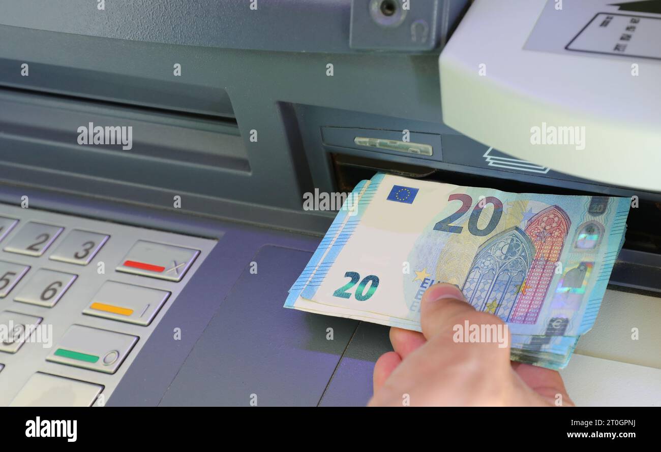 Bank banknotes person teller hi-res stock photography and images - Alamy