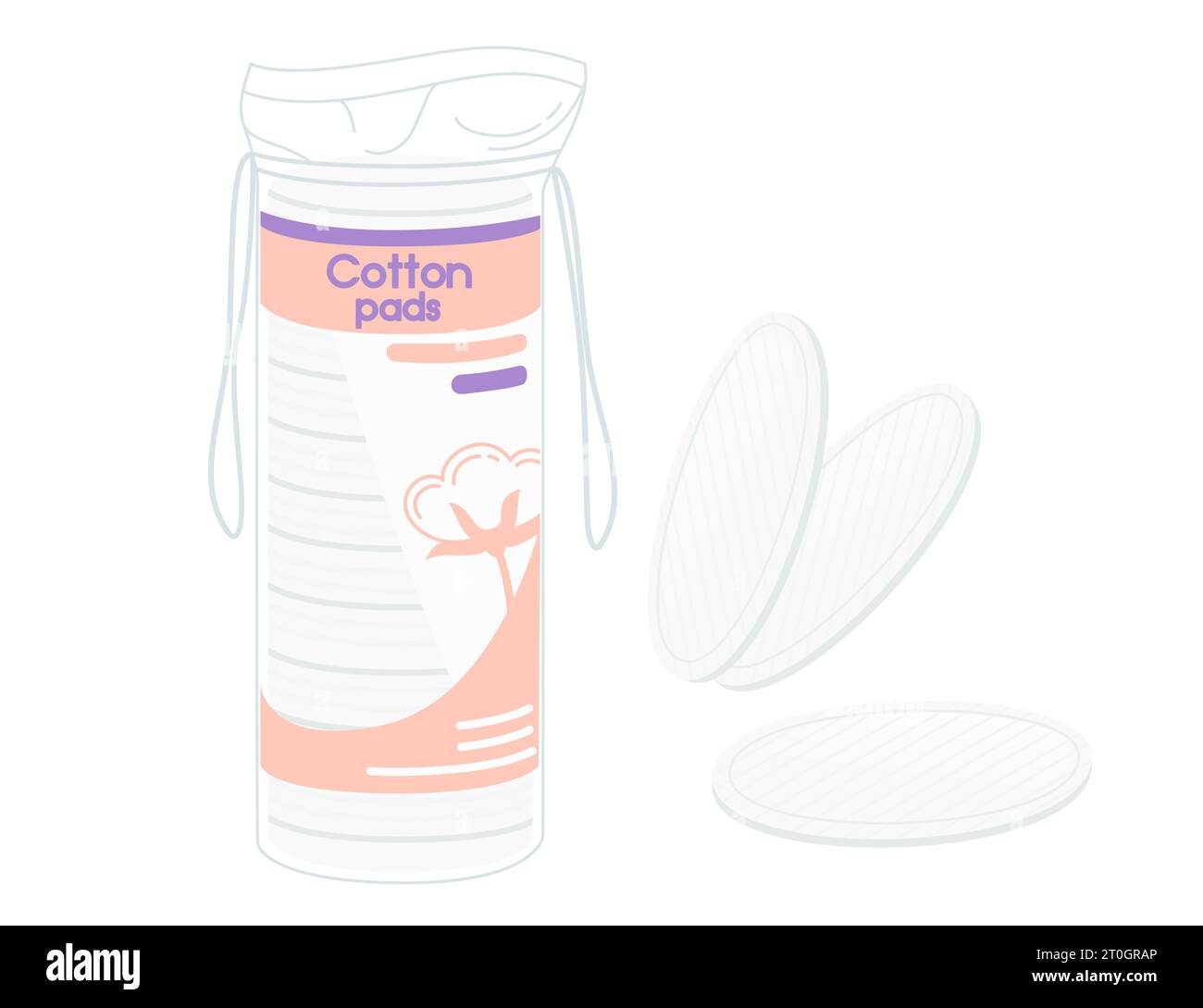 Cotton pads in plastic pouch bag vector illustration isolated on white ...