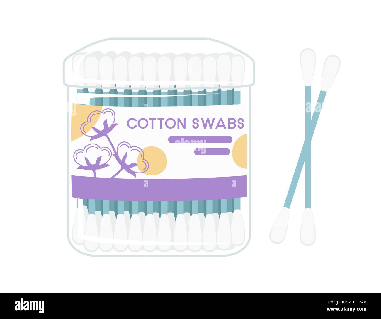 Transparent container with cotton swab vector illustration isolated on ...