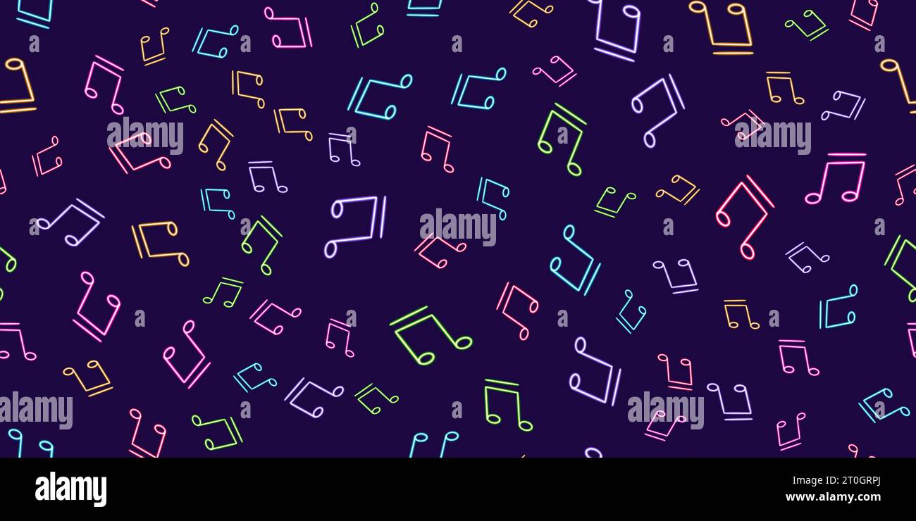 seamless pattern notes, sounds music glowing desktop icon, neon sticker ...