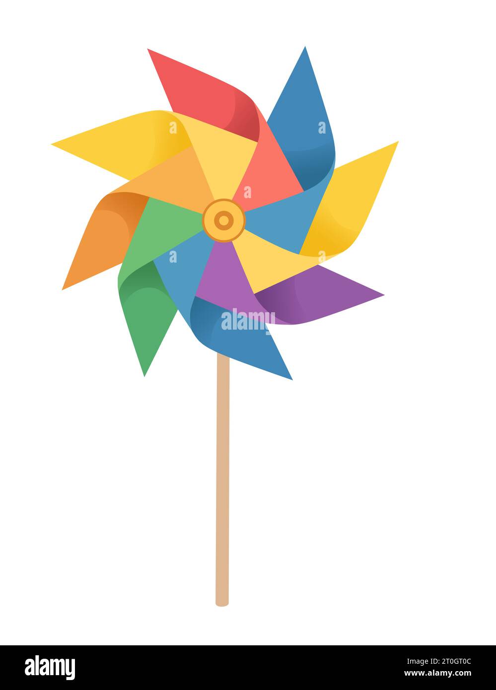 Colorful pinwheel simple hand toy with wind fan vector illustration ...
