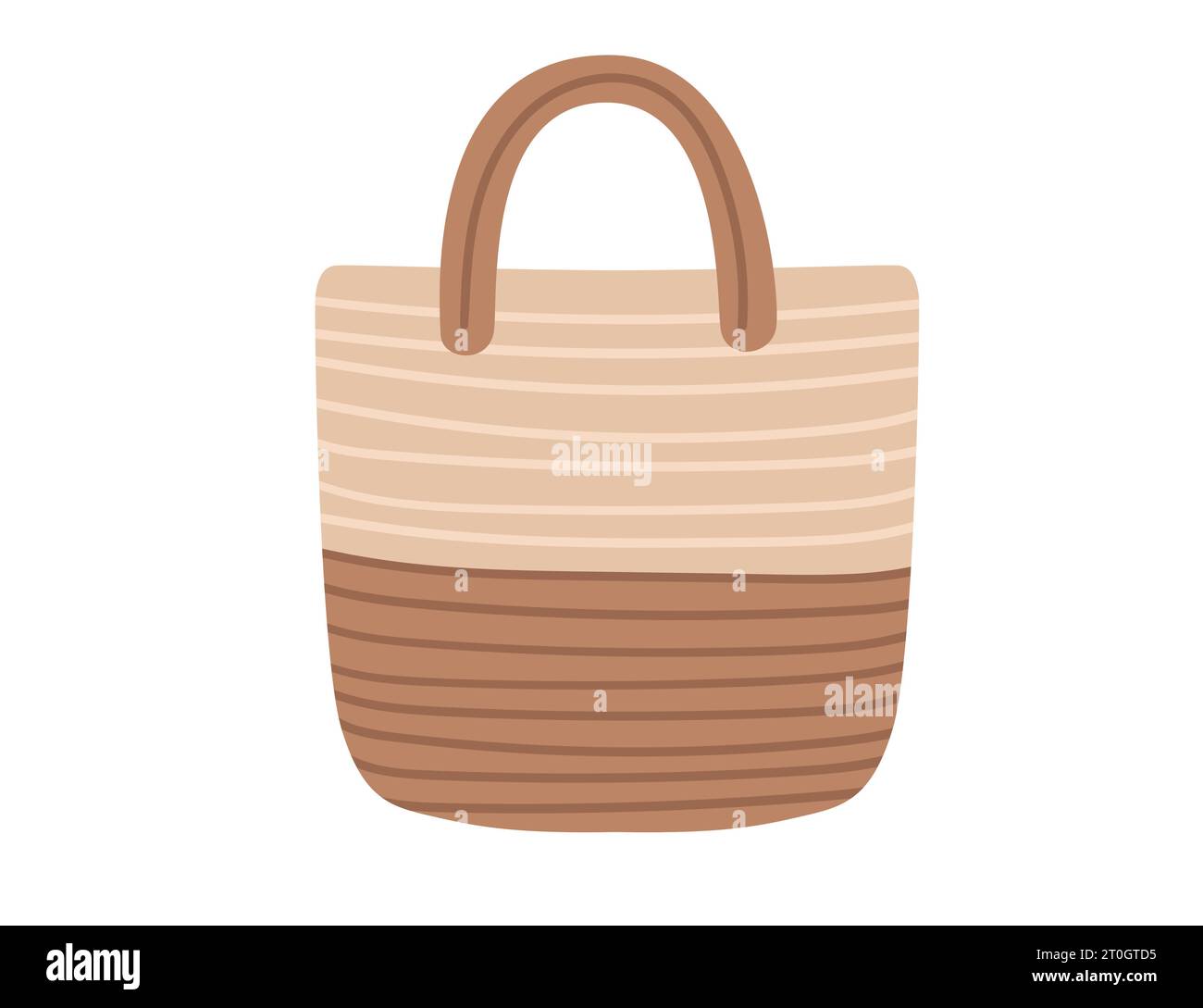 Handmade wooden basket with handle vector illustration isolated on ...