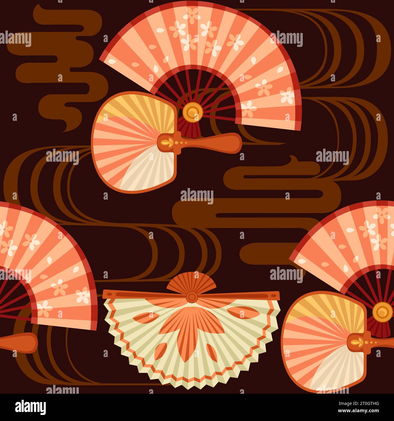 Seamless pattern classic asian style hand fan vector illustration Stock ...