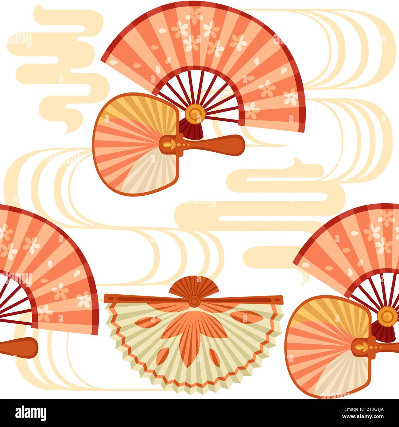 Seamless pattern classic asian style hand fan vector illustration Stock ...