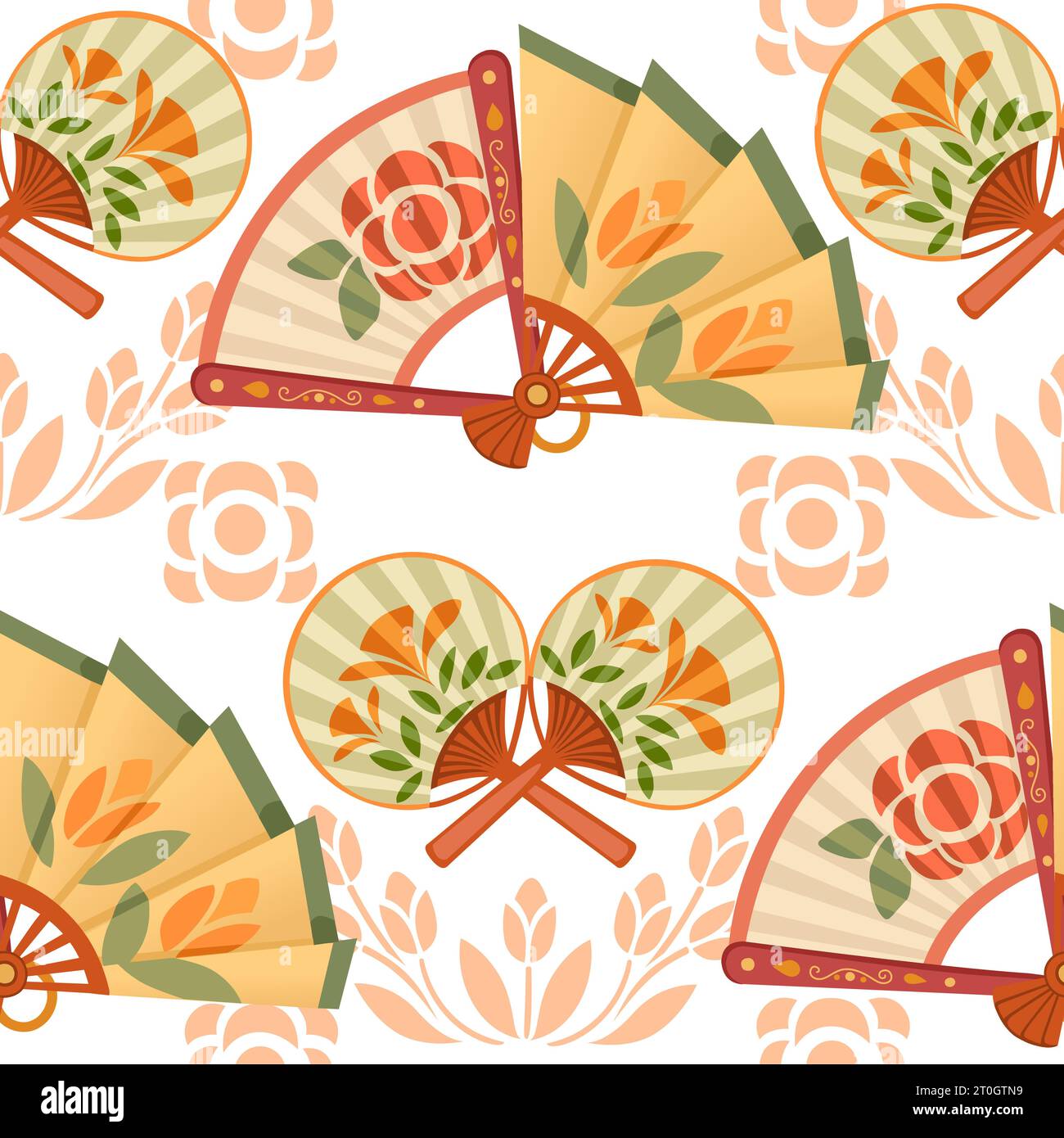 Seamless pattern classic asian style hand fan vector illustration Stock ...