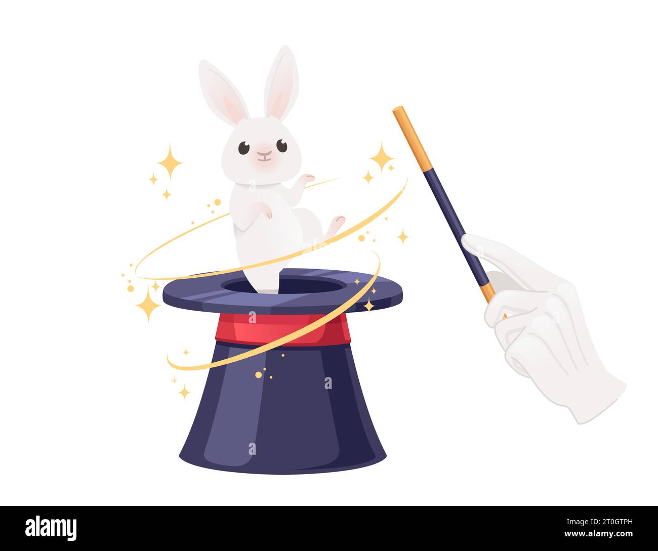 Dark magic hat with jumping rabbit vector illustration isolated on ...