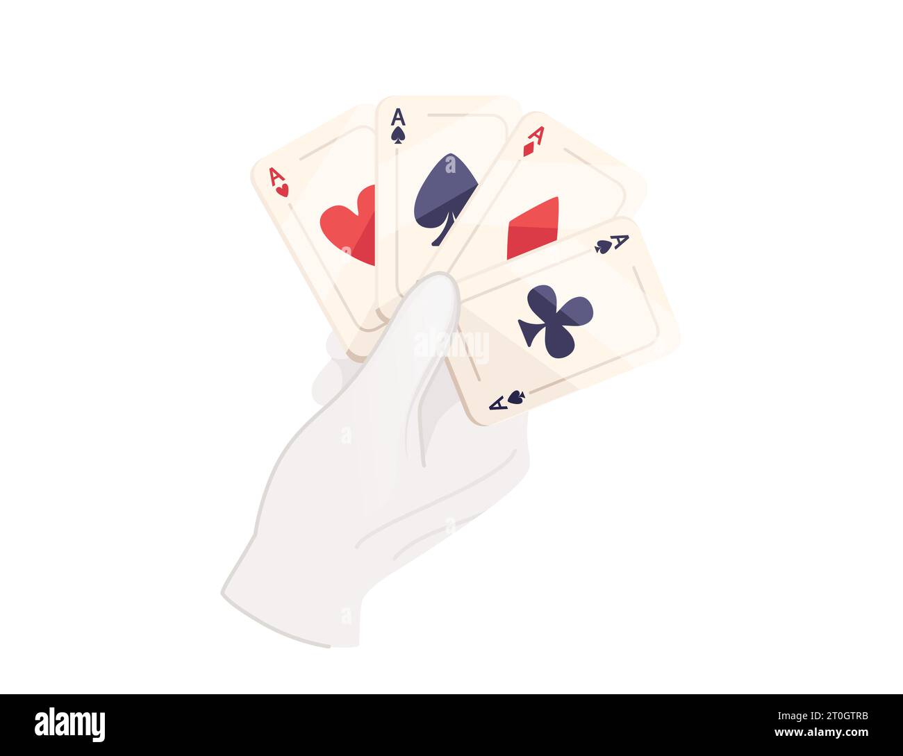 Hand in white gloves hold four ace set cards vector illustration on ...
