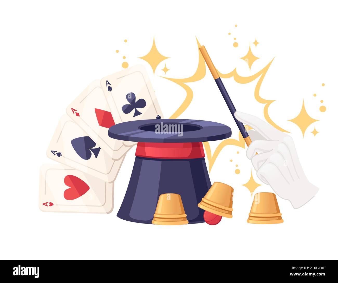 Dark magic hat with red line vector illustration isolated on white ...