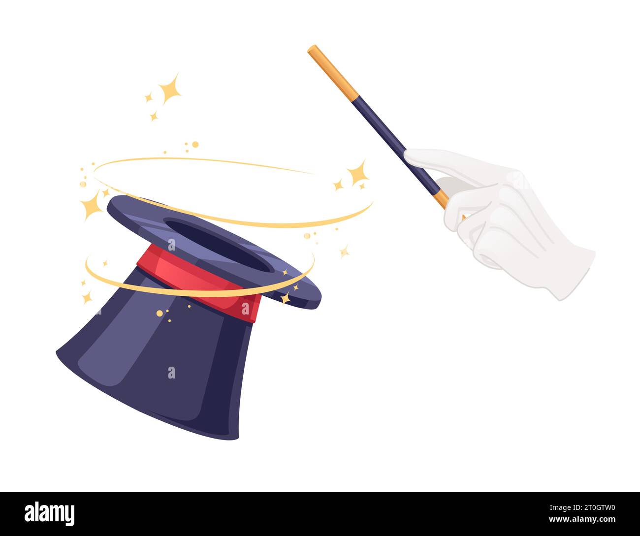 Dark magic hat with red line vector illustration isolated on white ...