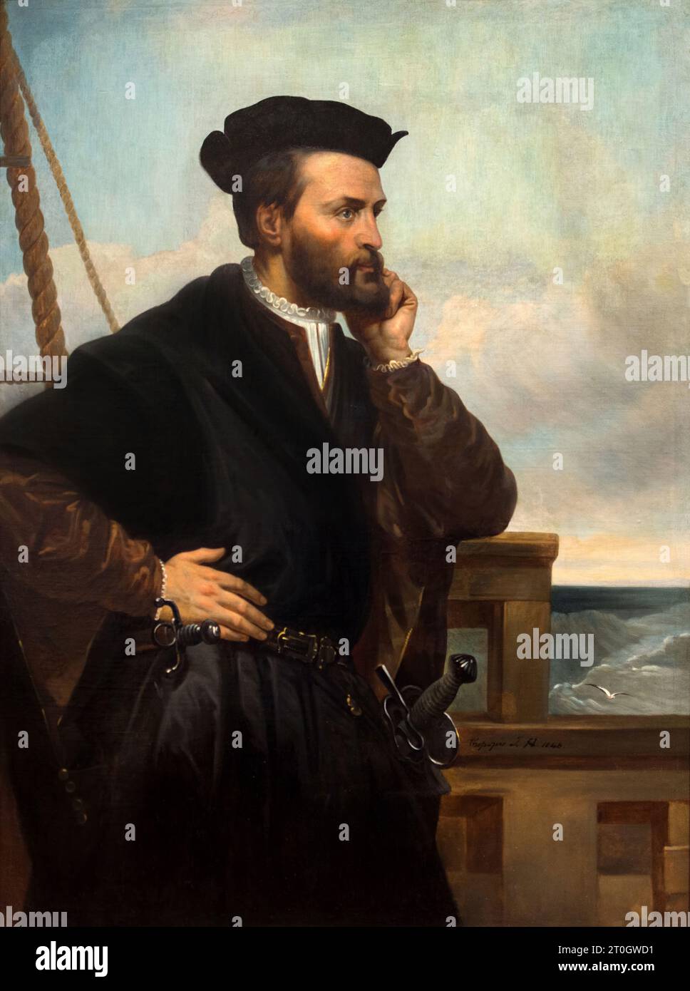 Illustration of Jacques Cartier (1491-1557), French explorer, by ... Illustration of Jacques Cartier (1491-1557), French explorer, by ...