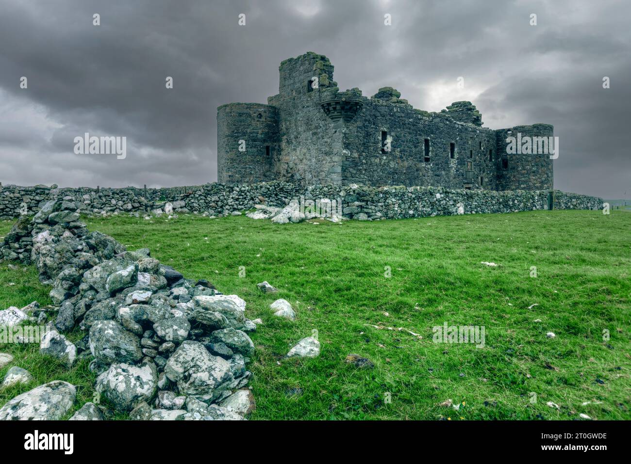 The remains of the Muness Castle on Unst, one of the Northern Isles of ...