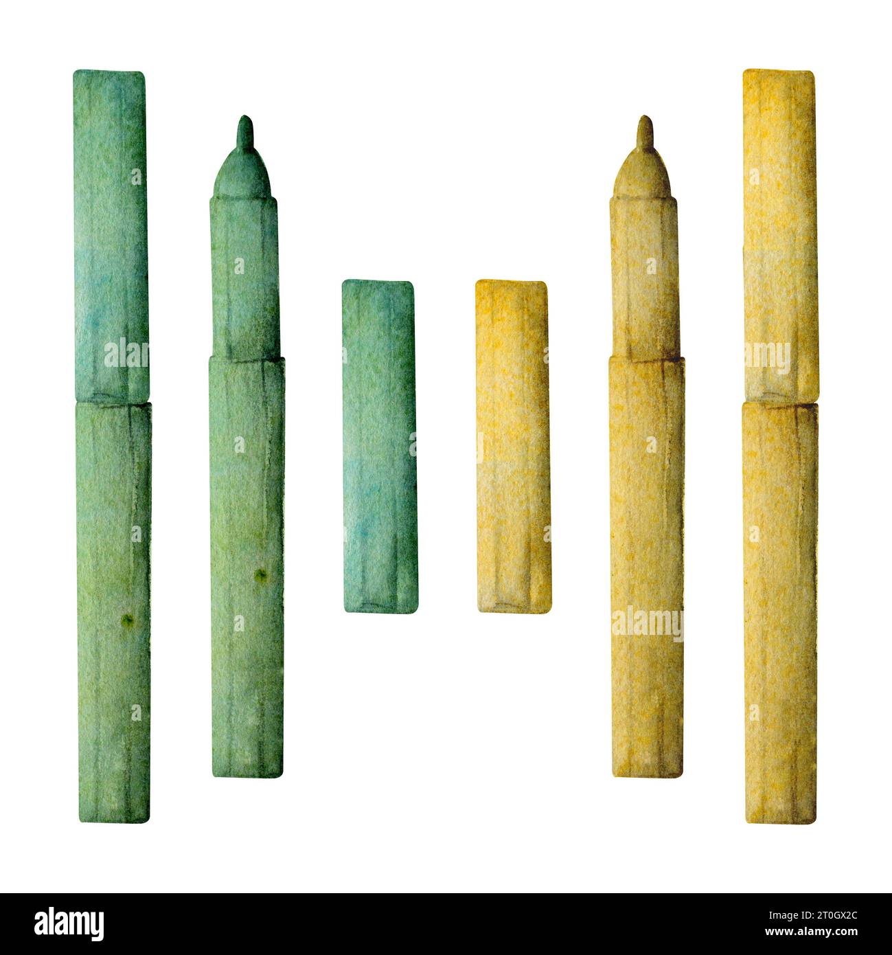 Watercolor hand drawn illustration, kids children painting materials ...