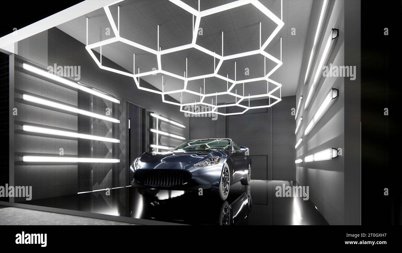 DISPLAY ROOM FOR CAR, with lighting concept Stock Photo - Alamy