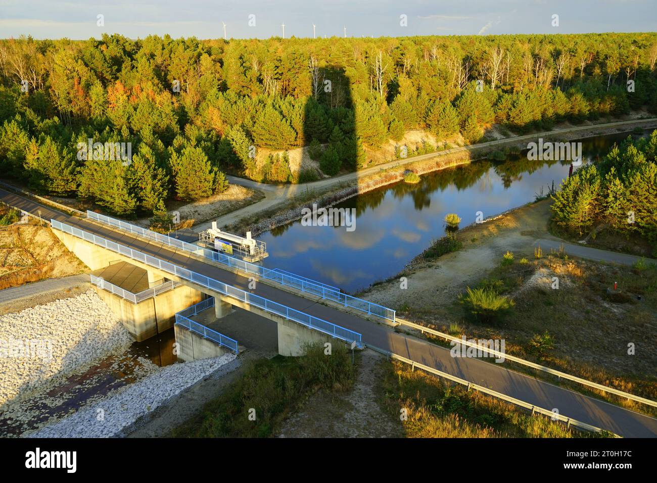 View from the observation tower on the Sorno Canal and nature Stock ...