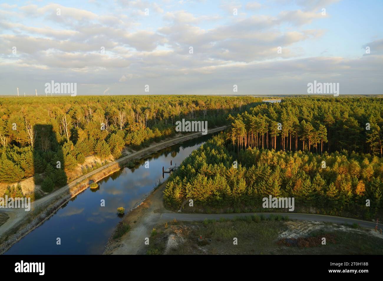 View from the observation tower on the Sorno Canal and nature Stock ...