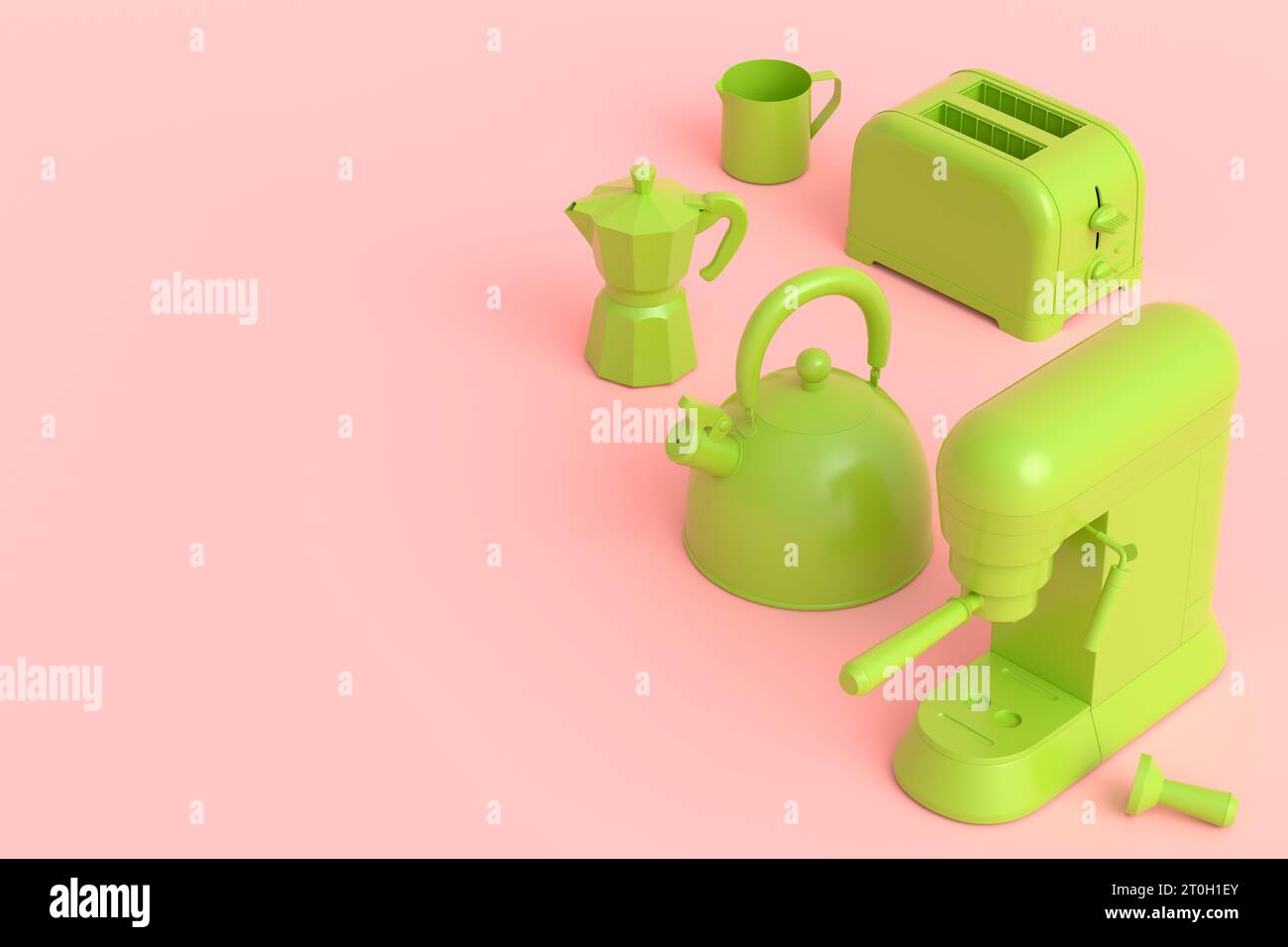 Kettle, toaster, coffee machine horn and geyser coffee maker on ...