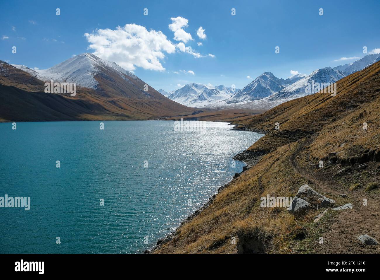 Views of Lake Kol Ukok in the Naryn region near Kochkor in Kyrgyzstan ...