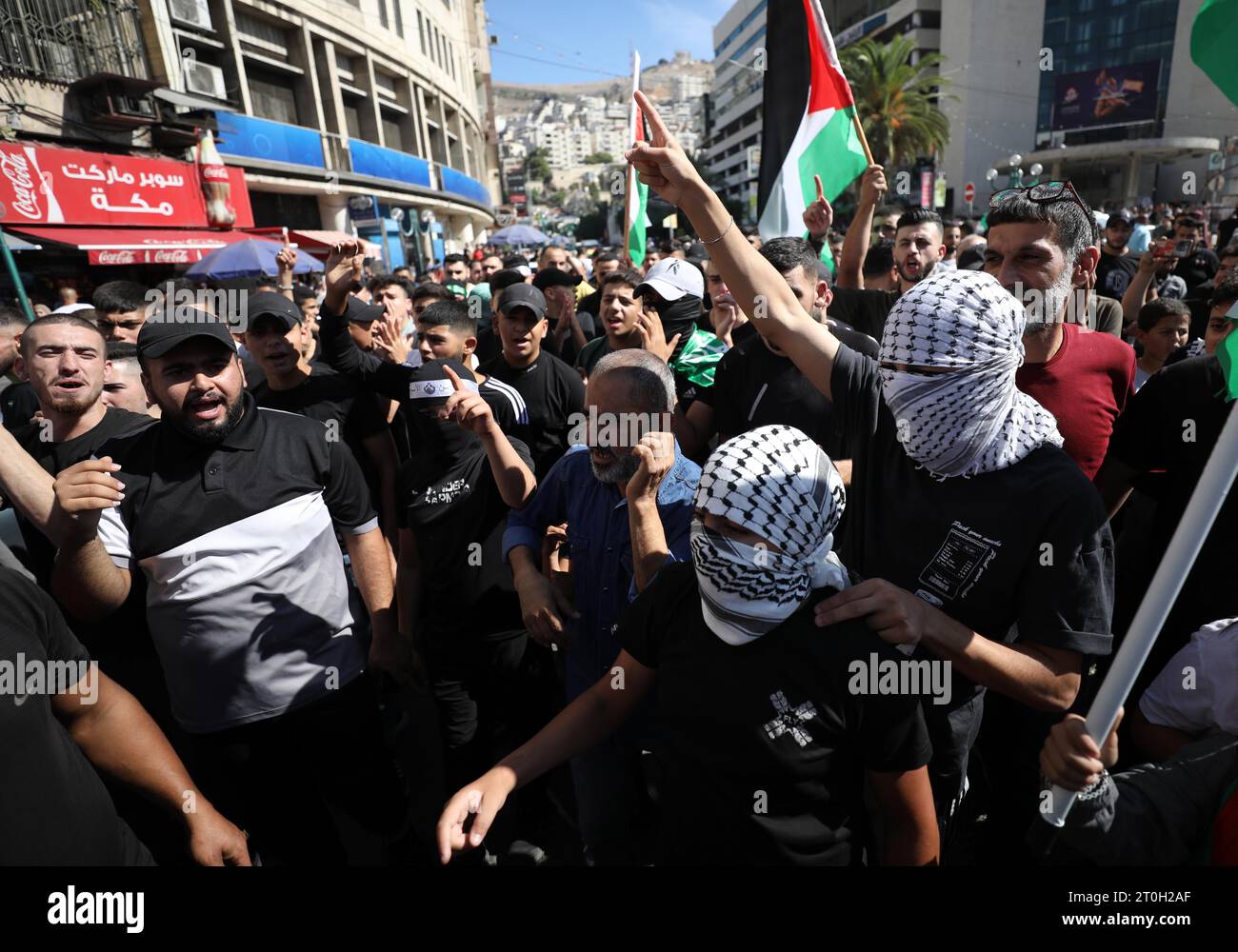 Nablus, Palestinian Territories. 07th Oct, 2023. Palestinians celebrate ...