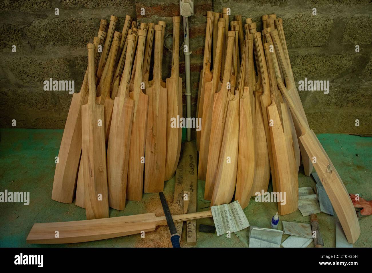 Kashmir, India. 2nd Oct, 2023. Kashmiri willow wood cricket bats are ...
