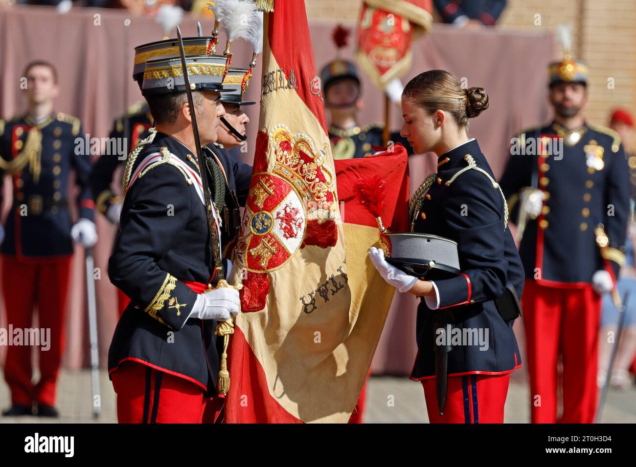 Spain's Princess Leonor, heir to the Spanish throne, kisses the Spanish ...