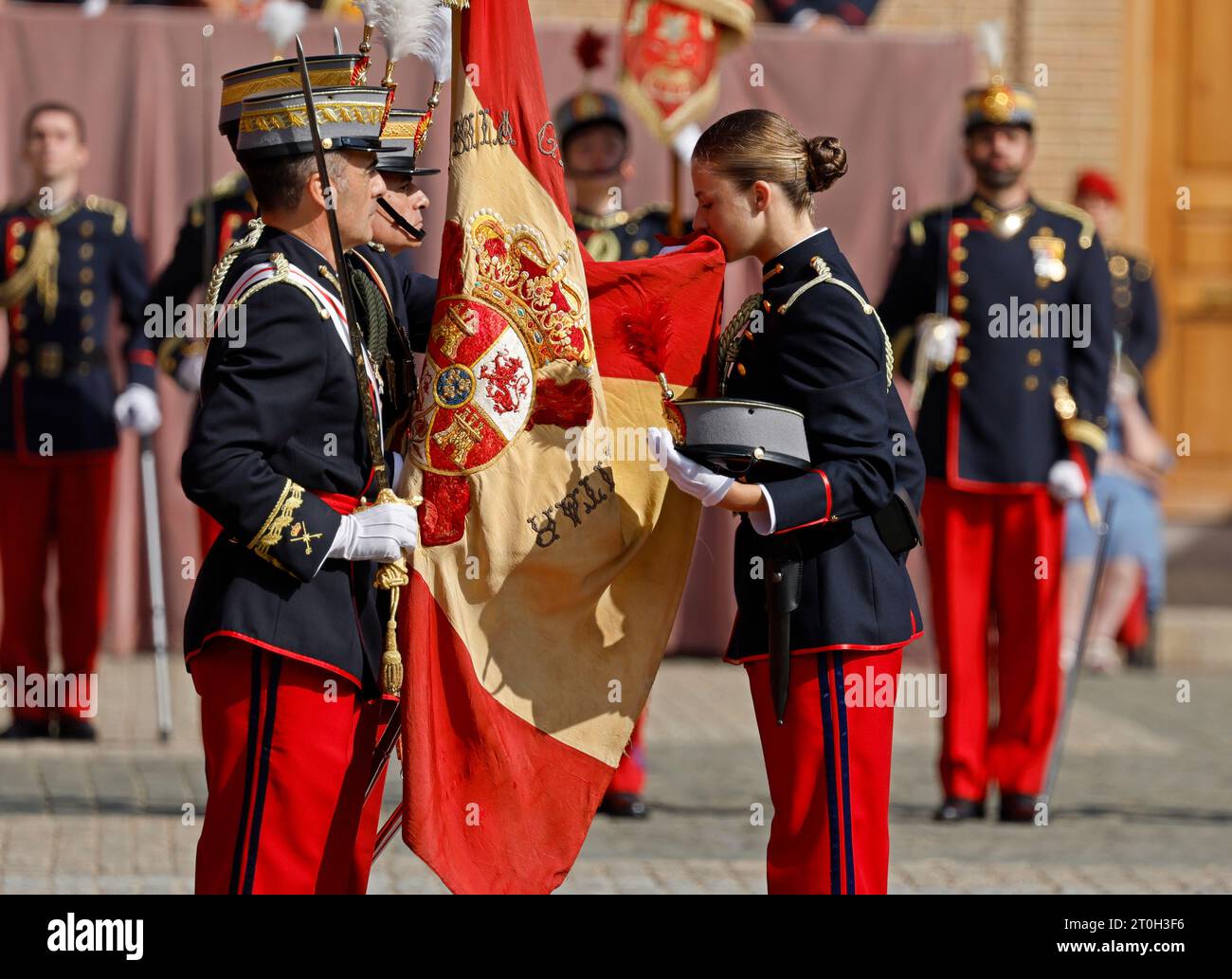 Spain's Princess Leonor, heir to the Spanish throne, kisses the Spanish ...