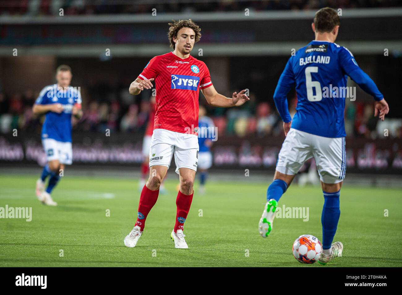 Silkeborg, Denmark. 06th Oct, 2023. Alexander Lind (9) of Silkeborg IF ...