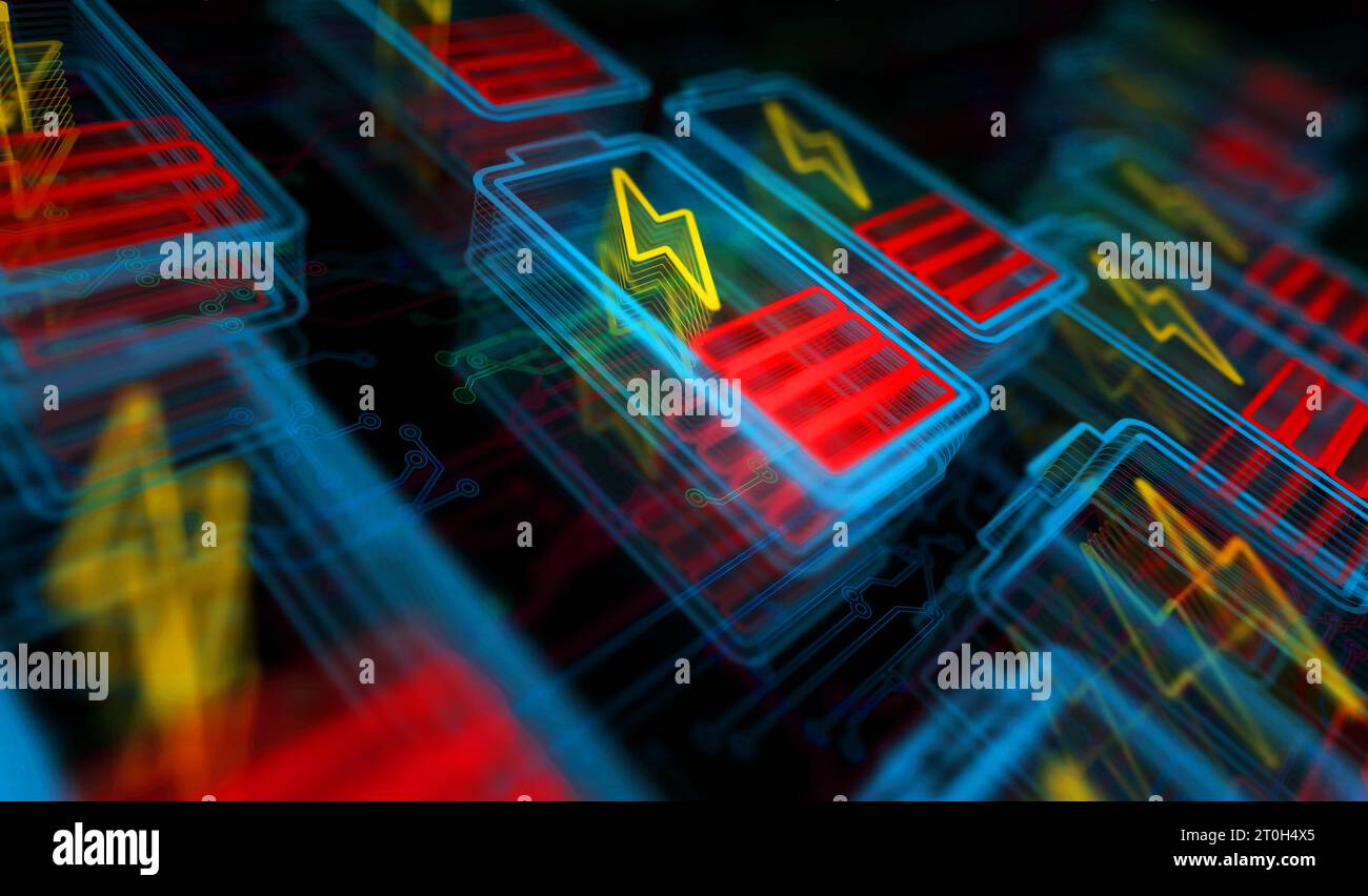 Battery charging energy and recharge power symbol digital concept ...