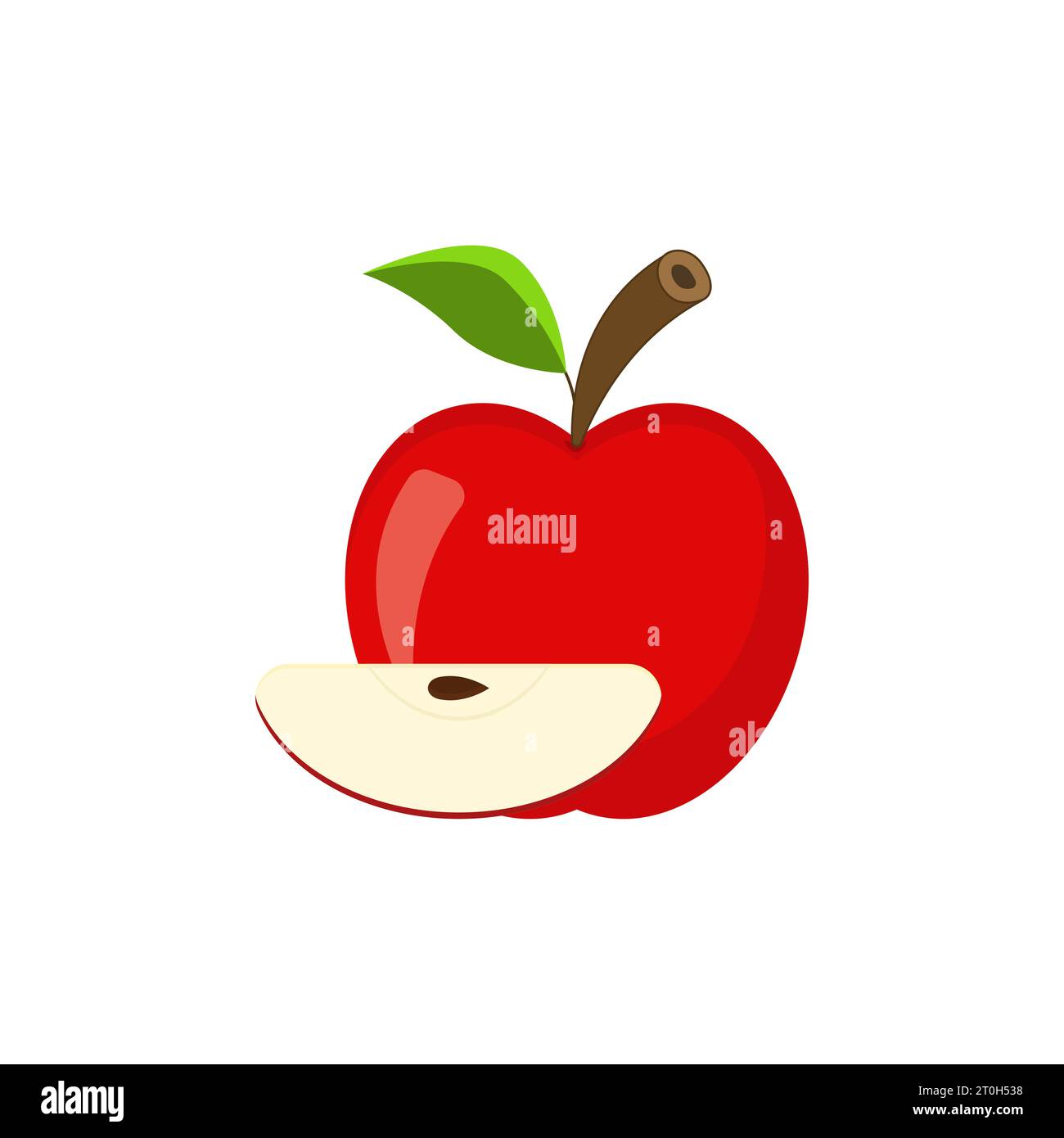 Red whole apple and quarter apple with a seed inside. Apple icon with a ...