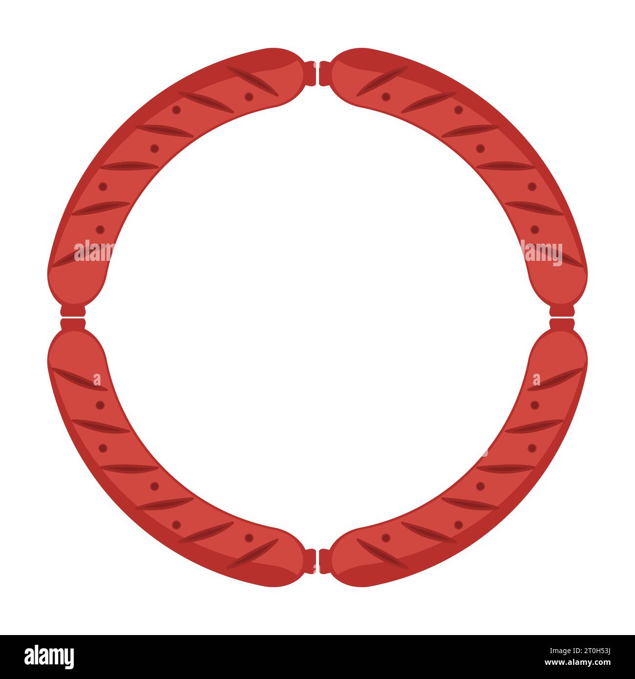 Round frame and sausages. Vector illustration on blank background Stock ...