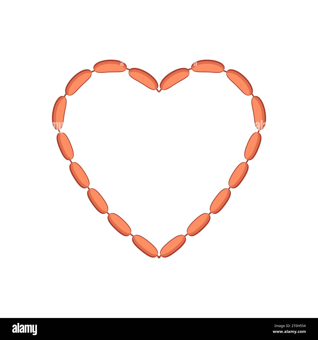 Sausage frame. Heart shaped sausages set. Isolated on white background ...