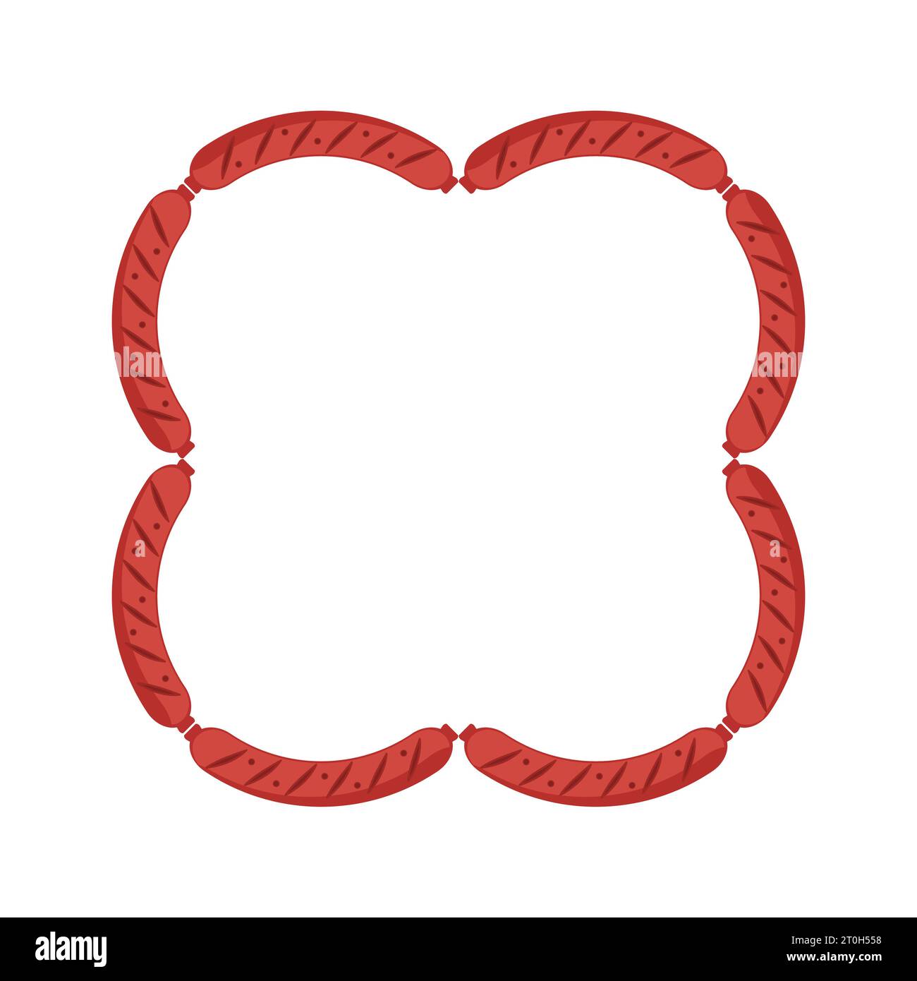 Square frame and sausages. Vector illustration on blank background ...