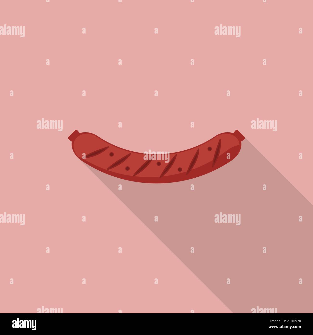 Grilled hot link sausage icon with shadow. Flat vector illustration ...