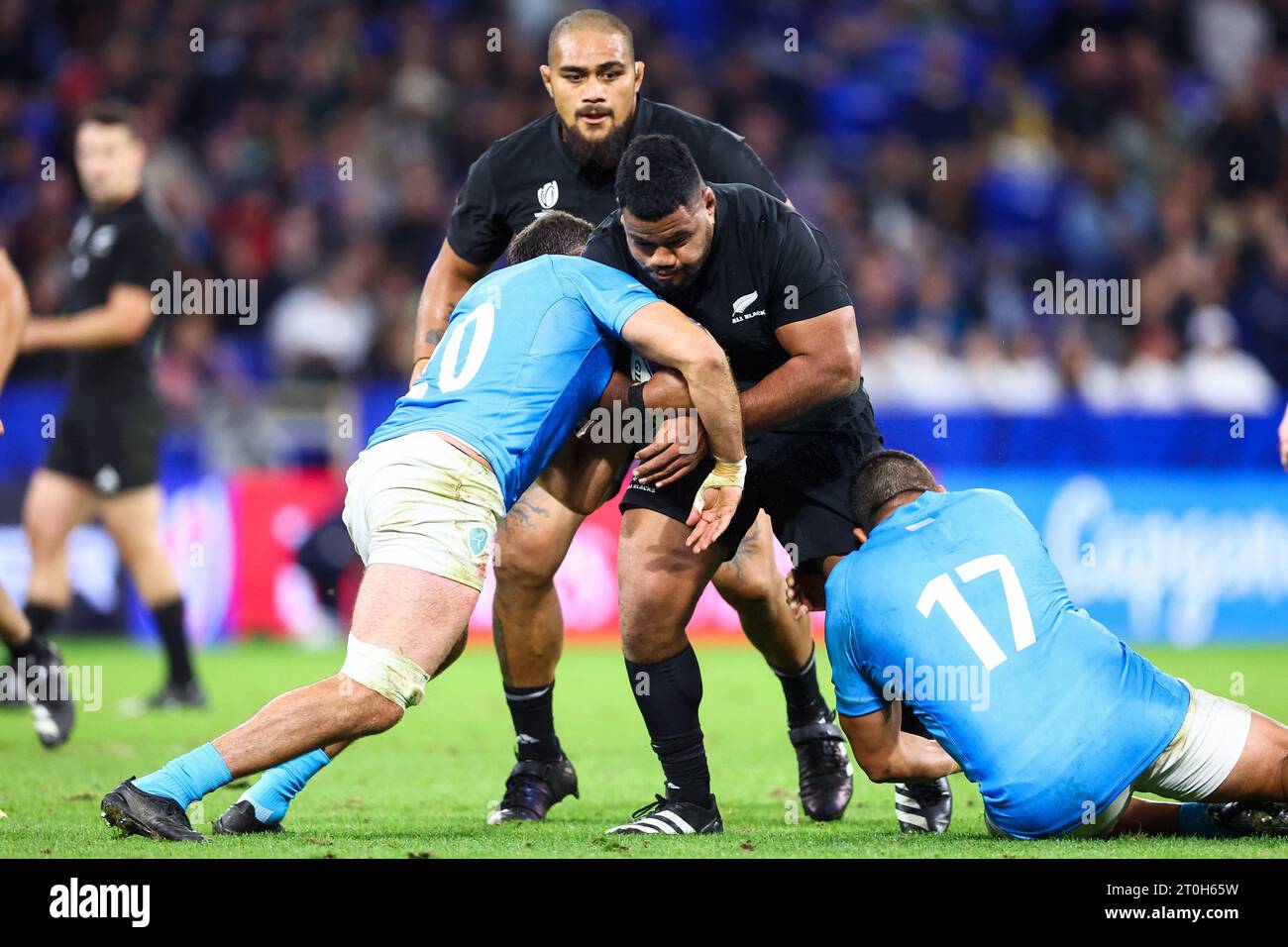 Lyon, France. 05th Oct, 2023. Samisoni Taukei'aho #16 of New Zealand ...