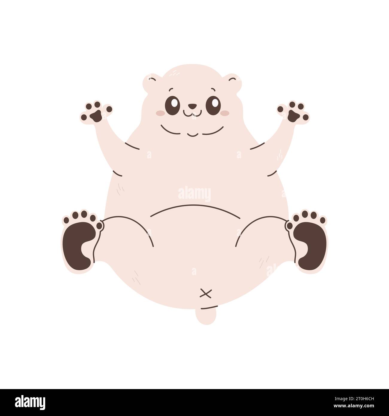 A cute polar polar polar bear lying on his back, character. Vector ...