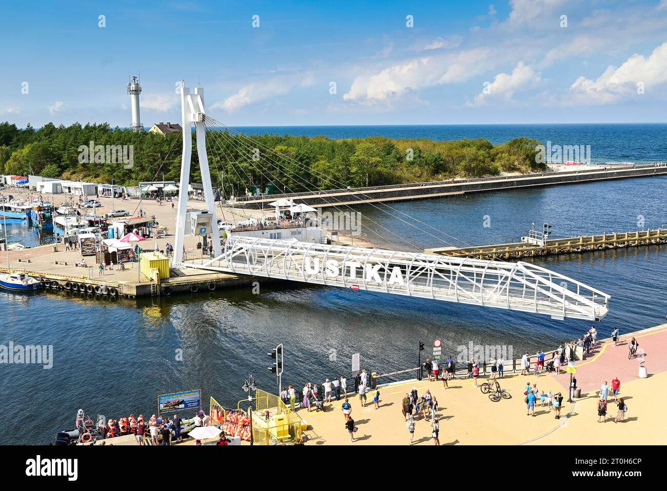 Ustka, Poland 28 August 2023 view on harbour and marina with swing ...