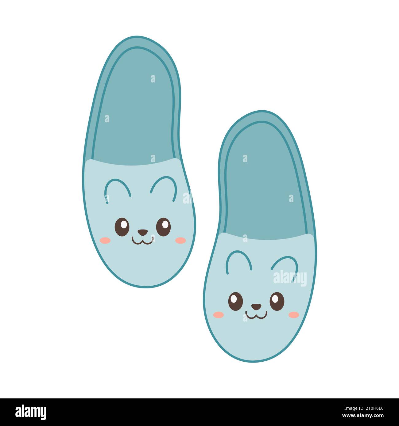 Cute homely cosy slippers with muzzle. Vector illustration isolated on ...