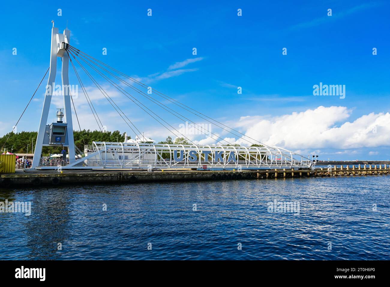 Ustka, Poland 28 August 2023 view on harbour and marina with swing ...