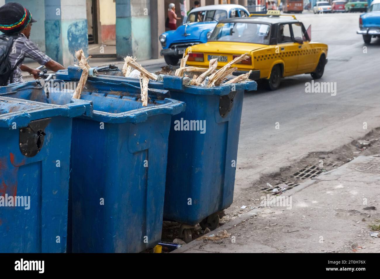 Havana, Cuba - September 29, 2023: A Lada and a vintage American car ...