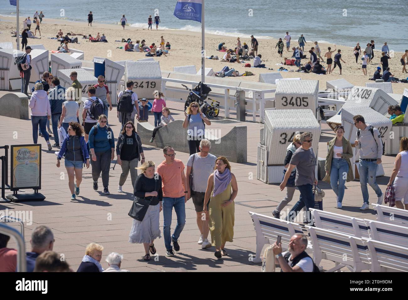 Urlauber, Strandpromenade, Hauptstrand, Nordsee, Westerland, Sylt ...