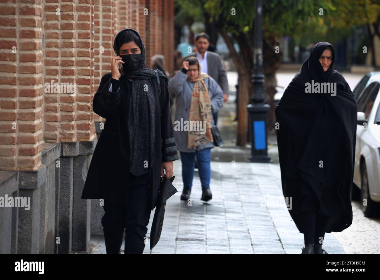 Ardabil, Iran. 5th Oct, 2023. People walk in Ardabil, Iran. Ardabil is ...
