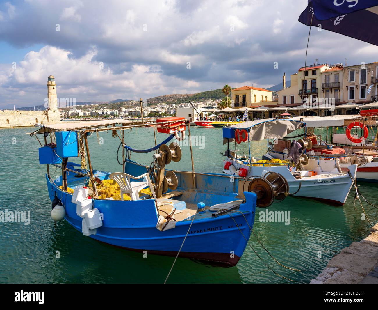 Small fishing boats in the Venetian harbour of Rethimno, Crete, Greece ...