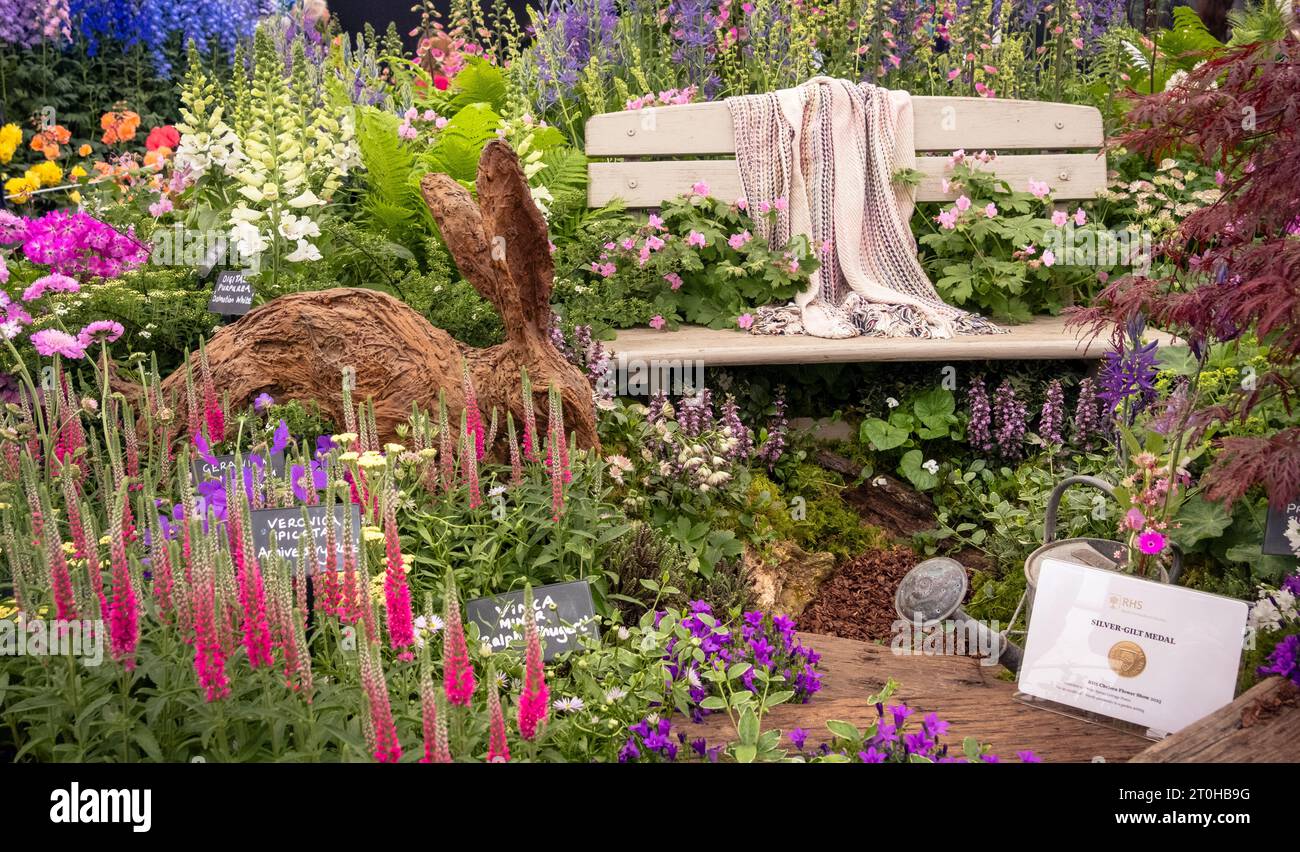 A garden inside the great pavilion at the Chelsea Flower Show 2023 in ...