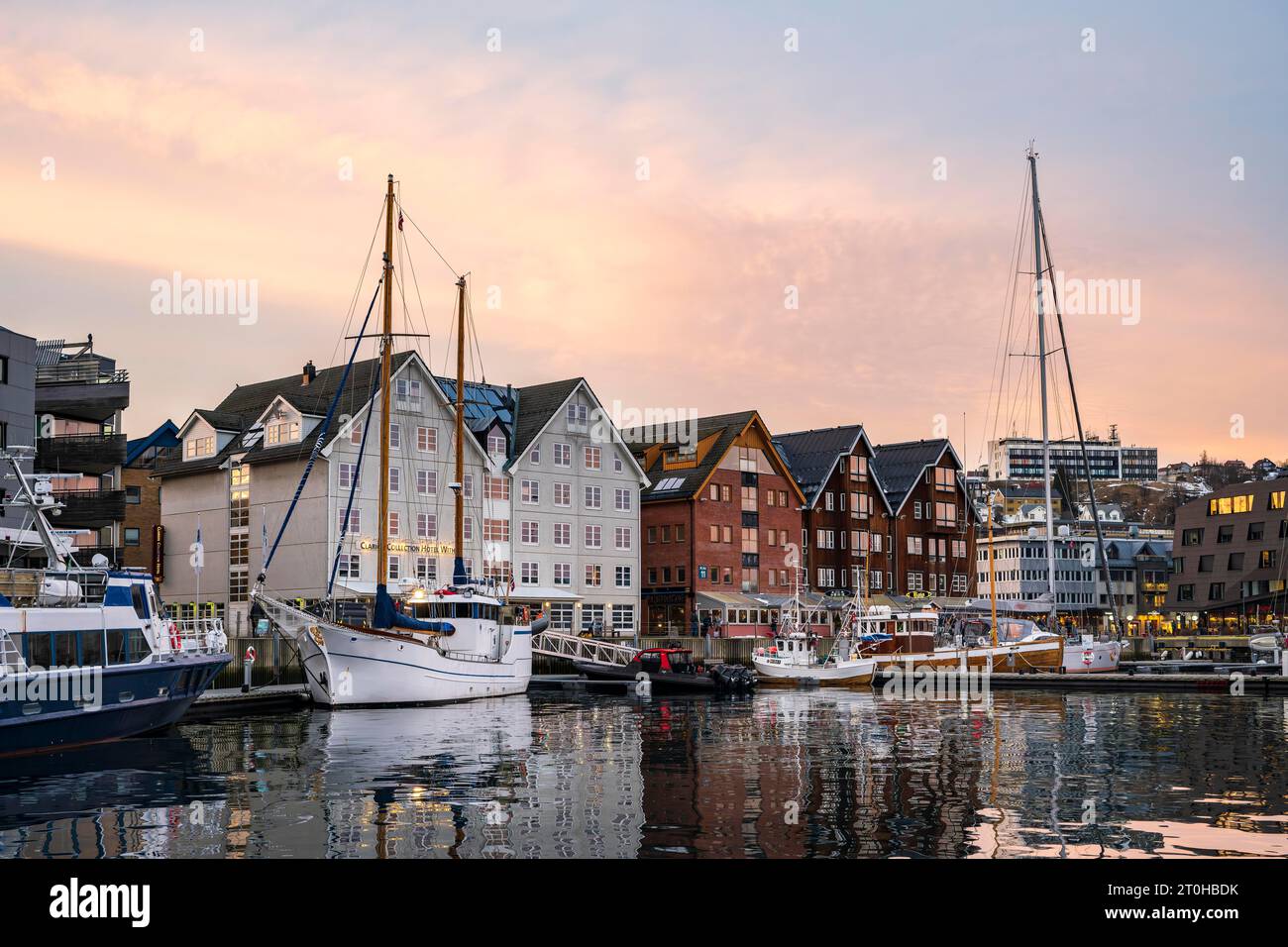 Tromso harbour with ships and buildings, Tromso, Norway Stock Photo - Alamy